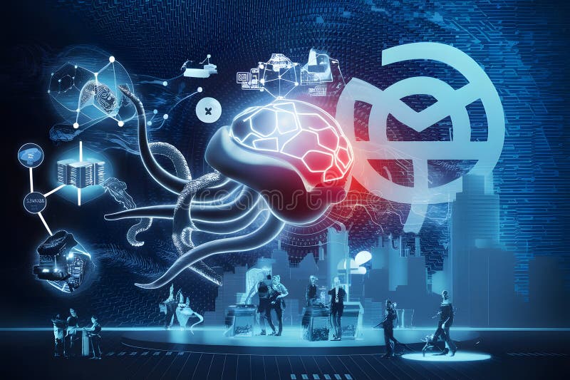 Electronic Brain and Concept of Artificial Intelligence(AI).Graphic of ...