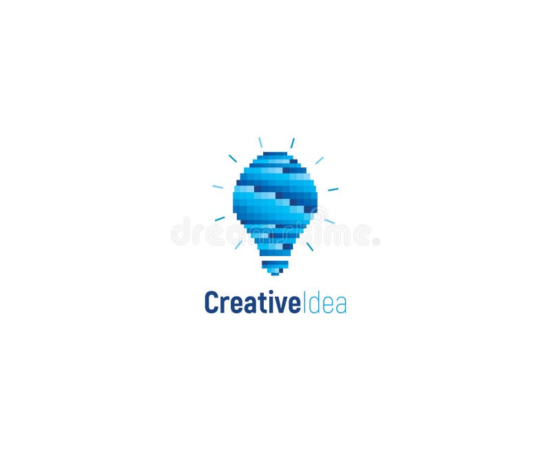 Modern Tech Bulb Logo Designs Concept. Pixel Technology Bulb Idea Logo ...