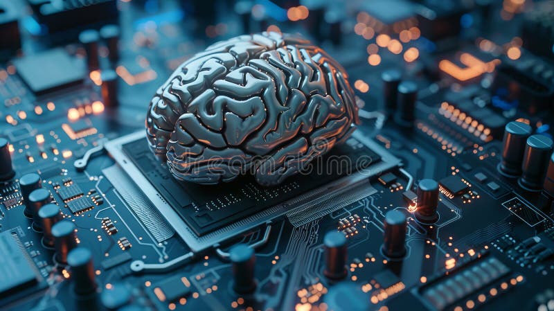 Electronic Brain on the Motherboard or Artificial Intelligence Stock ...