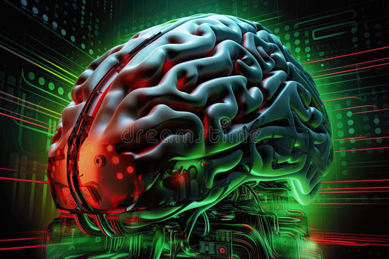 Electronic Brain and Neural Network Stock Illustration - Illustration ...