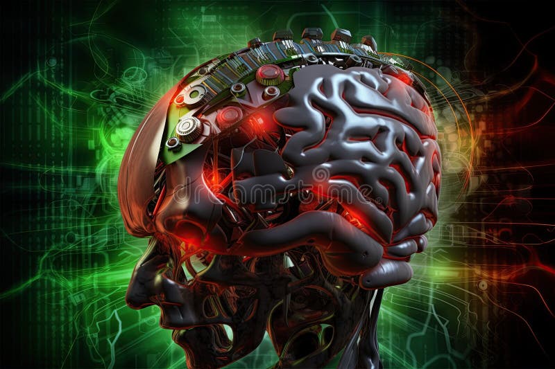 Electronic Brain and Neural Network Stock Illustration - Illustration of generated, intelligence ...