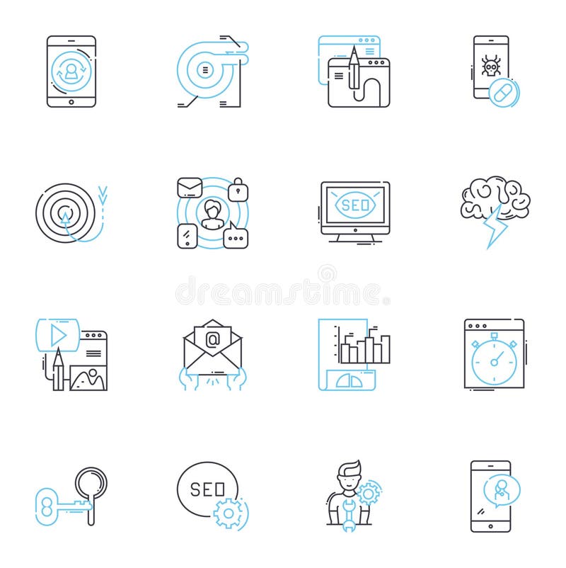 Electronic Branding Linear Icons Set. Digital, Branding, Identity ...