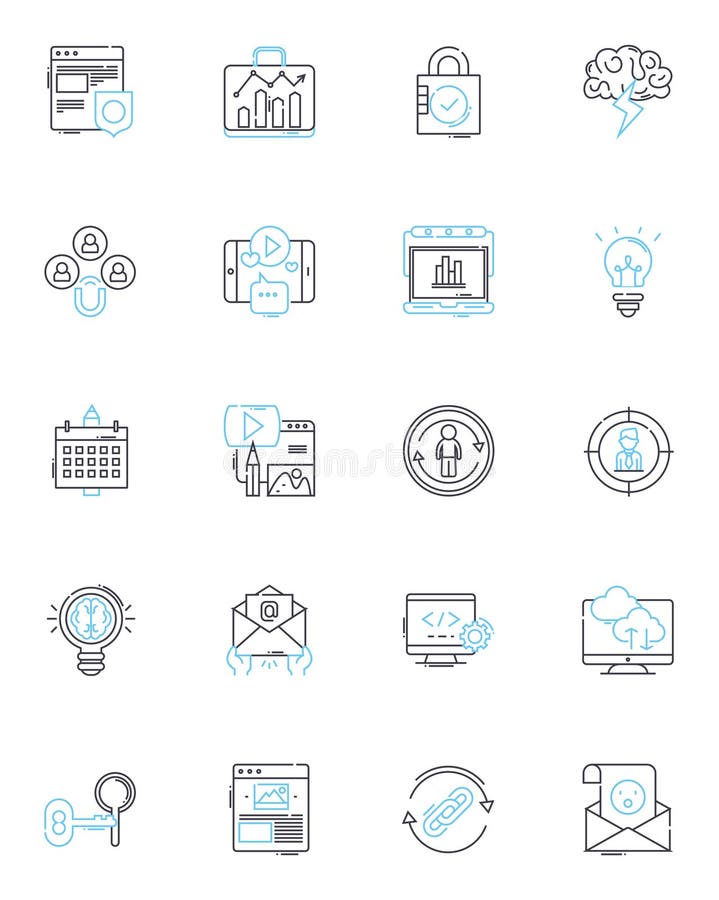 Electronic Branding Linear Icons Set. Digital, Branding, Identity ...