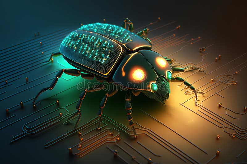 Electronic Bug on Circuit. Computer Virus Concept. Spy Bug. Generative ...