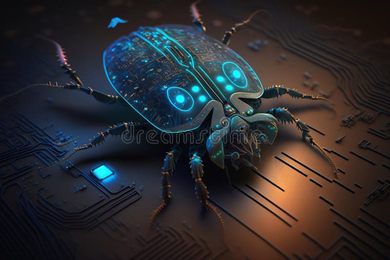 Electronic Bug on Circuit. Computer Virus Concept. Spy Bug. Generative ...