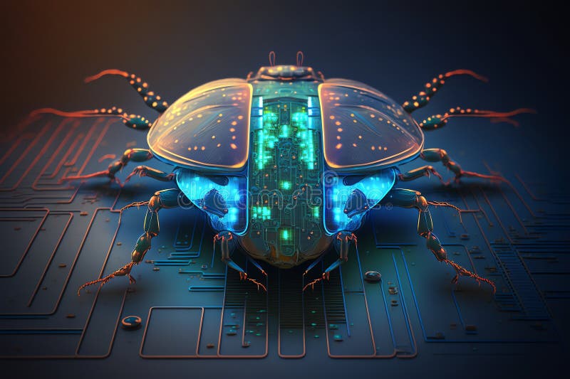 Electronic Bug on Circuit. Computer Virus Concept. Spy Bug. Generative ...