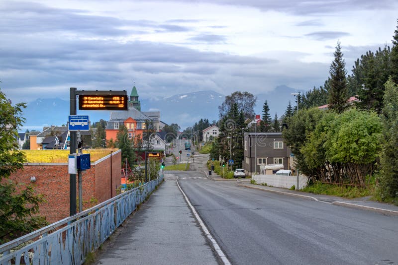 An Electronic Bus Stop with Timetable in Tromso, Norway Stock Photo ...