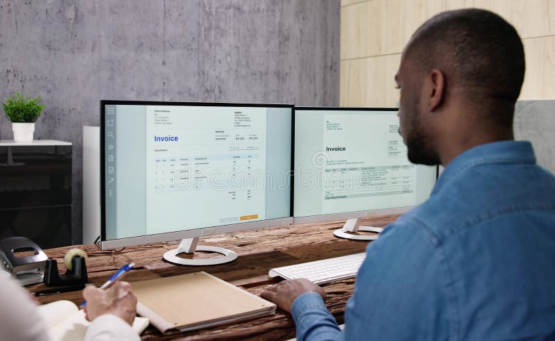 Electronic Business Invoice Check Using Software Stock Photo - Image of ...