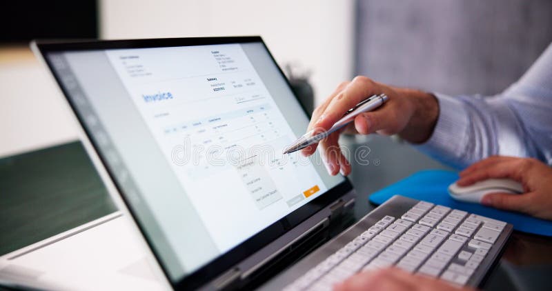 Electronic Business Invoice Check Using Software Stock Photo - Image of ...