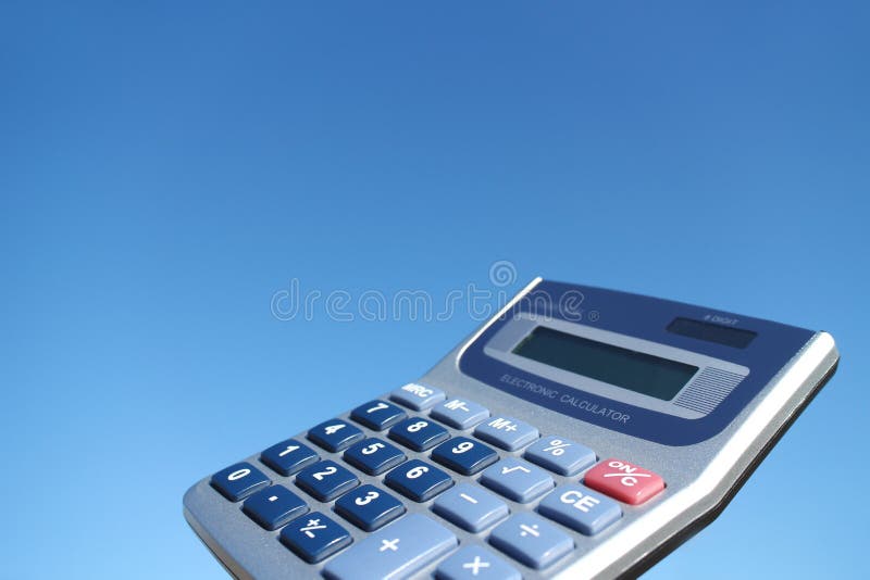 Electronic Calculator in the Blue Sky Stock Image - Image of analysis ...