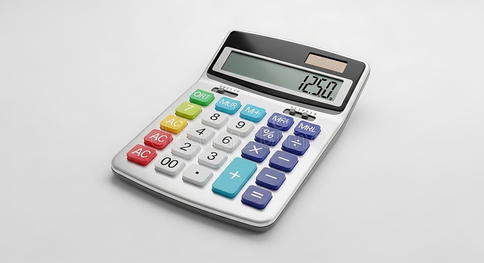 Electronic Calculator with a Sleek Design and Solar Panel. it Features ...