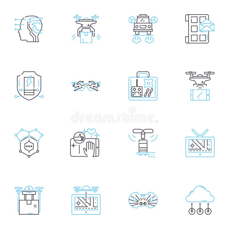 Electronic Carriage Linear Icons Set. Mobility, Efficiency, Portability ...