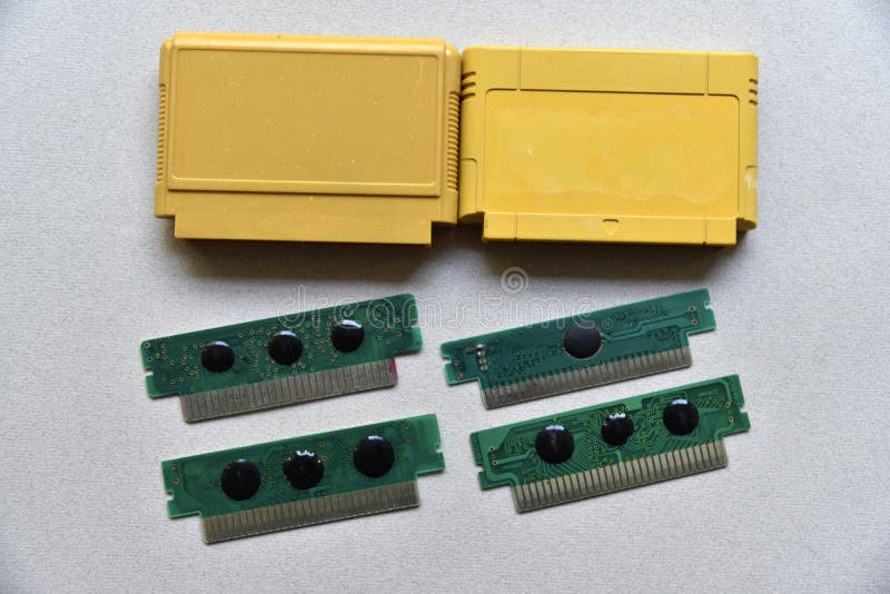 Electronic Cartridge Board for Retro Game Console. a Yellow Plastic ...