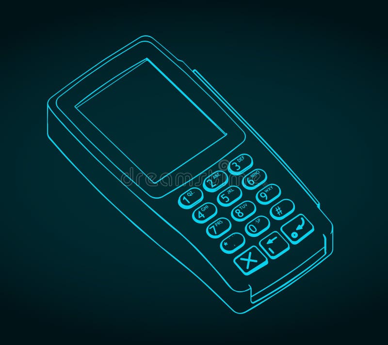 Electronic Cash Terminal Drawing Stock Vector - Illustration of drawing ...