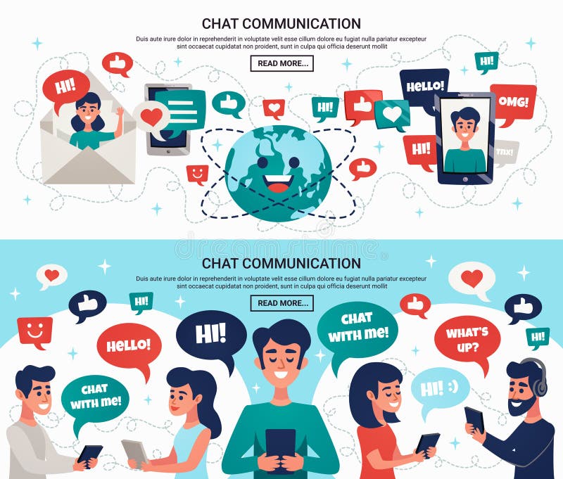 Electronic Chat Messages Horizontal Banners Stock Vector - Illustration ...