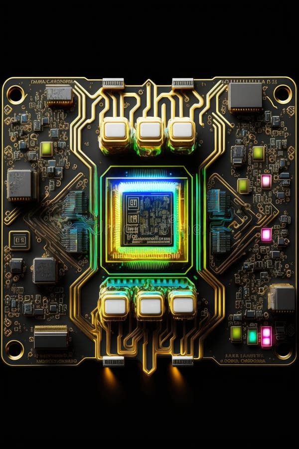 Electronic Chip, Abstract Imaginary Technological Background, Part of ...