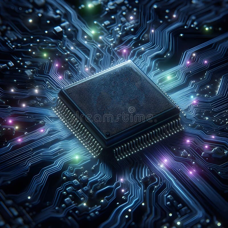 Electronic Chip in Artifical Intelligence Technology Stock Photo ...