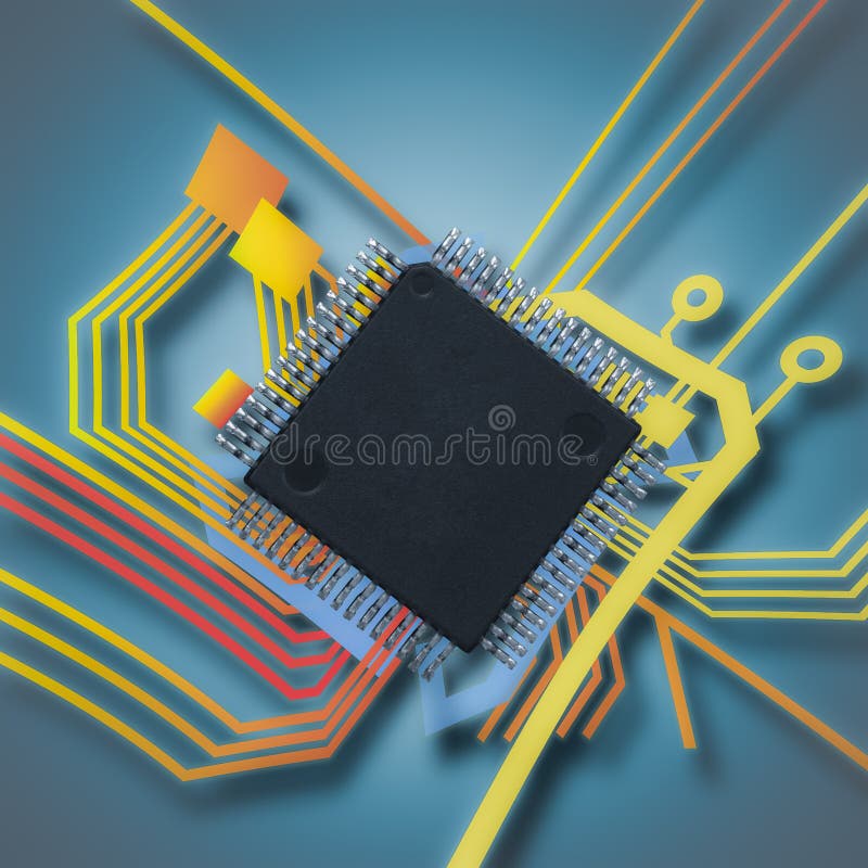 Electronic Chip and Circuit Stock Photo - Image of microchip, blue ...