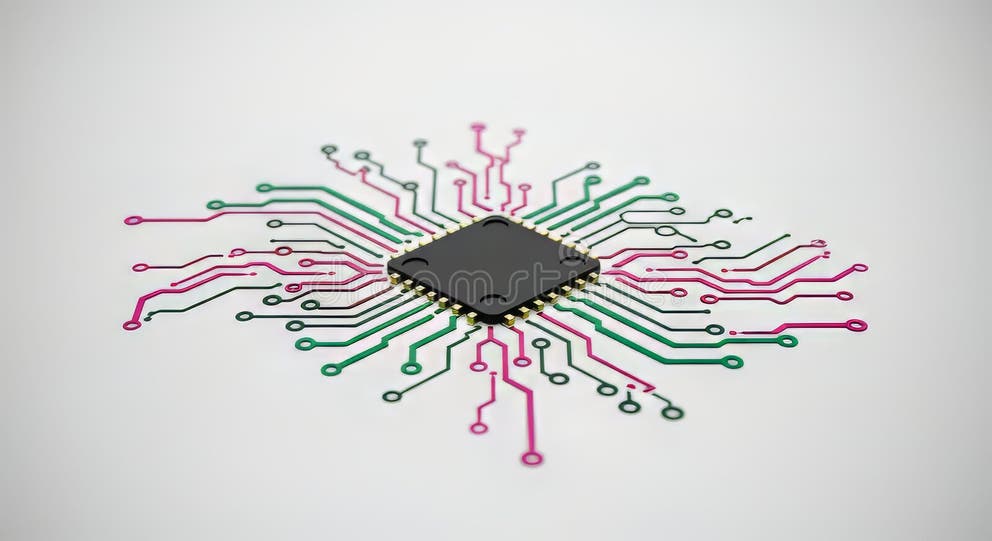 Electronic Chip and Circuit Board Stock Illustration - Illustration of ...