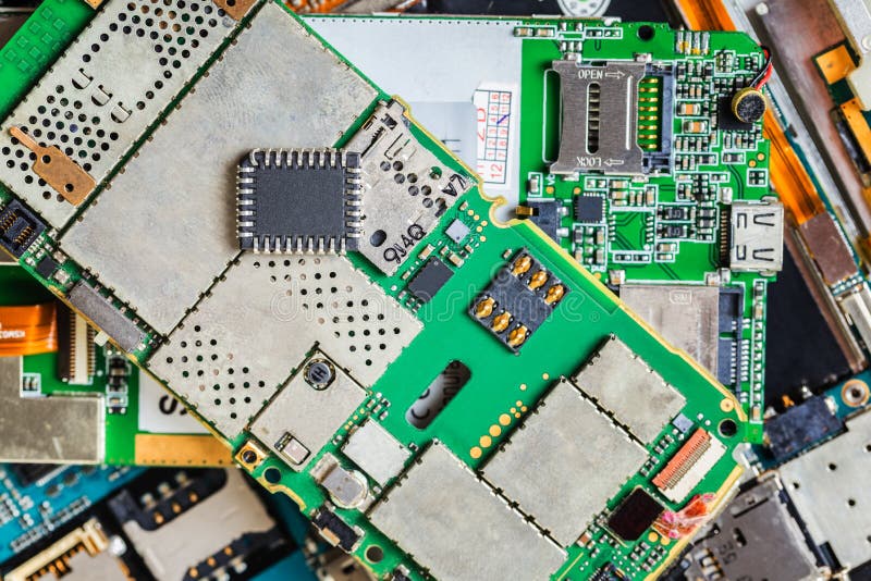 Electronic Chip on a Disassembled Mobile Phone Stock Image - Image of ...