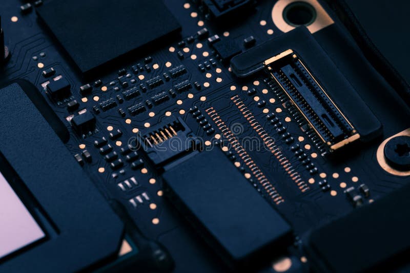 Electronic Chip Component on Black PCB or Printed Circuit Board ...