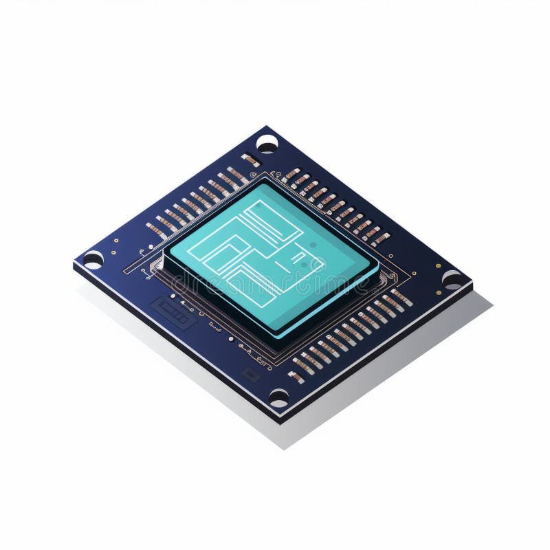 Small Computer Chip on White Surface: Realistic Rendering with ...