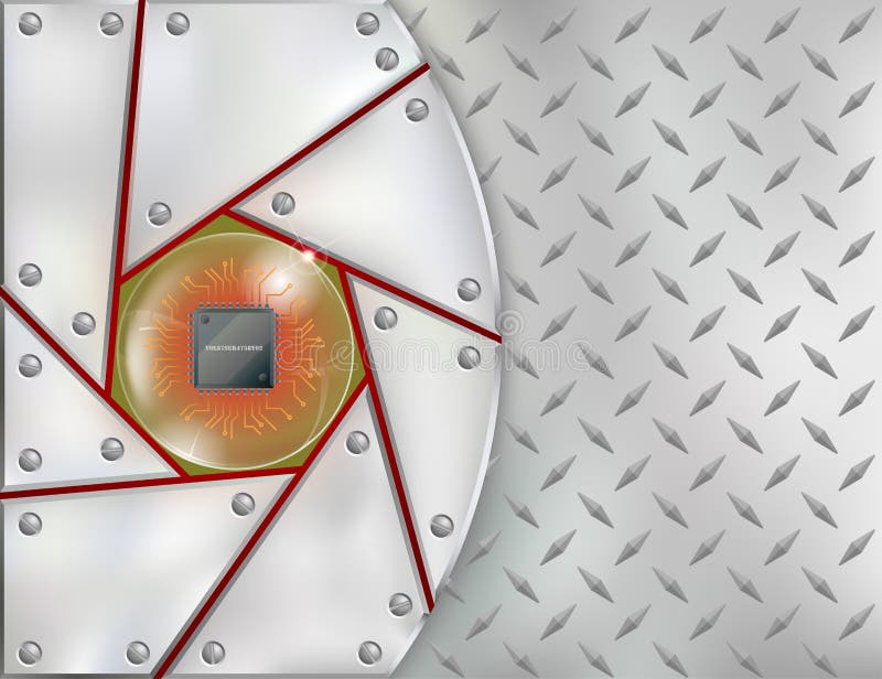 Electronic Chip Embedded in Steel Frame Stock Vector - Illustration of ...