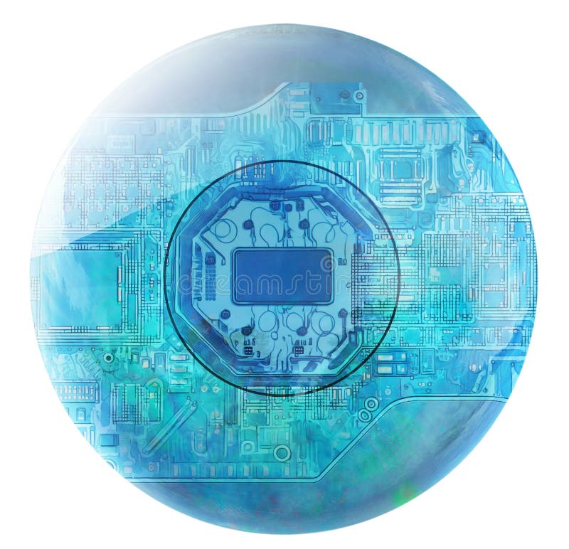 Electronic Chip Eye Illustration, Concept of Computer and AI Vision ...