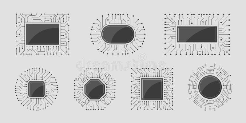 Electronic Chip Frame. Digital Stylized Cpu Borders Recent Vector ...