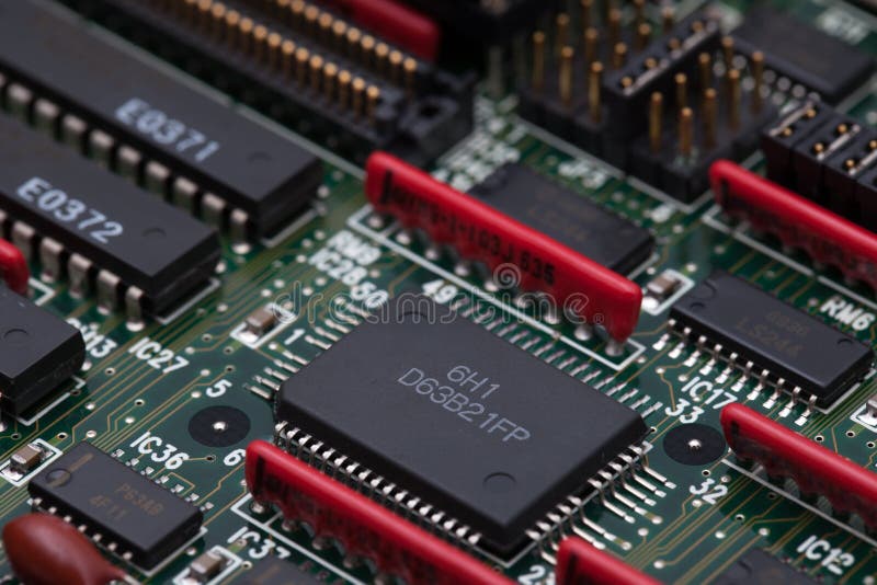 Electronic Chip On Circuit Board Stock Image - Image of data, microchip ...