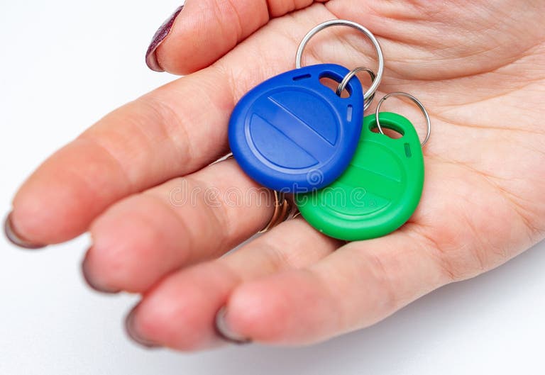 Plastic Electronic Keys for Intercom on the Woman S Hand Stock Image ...