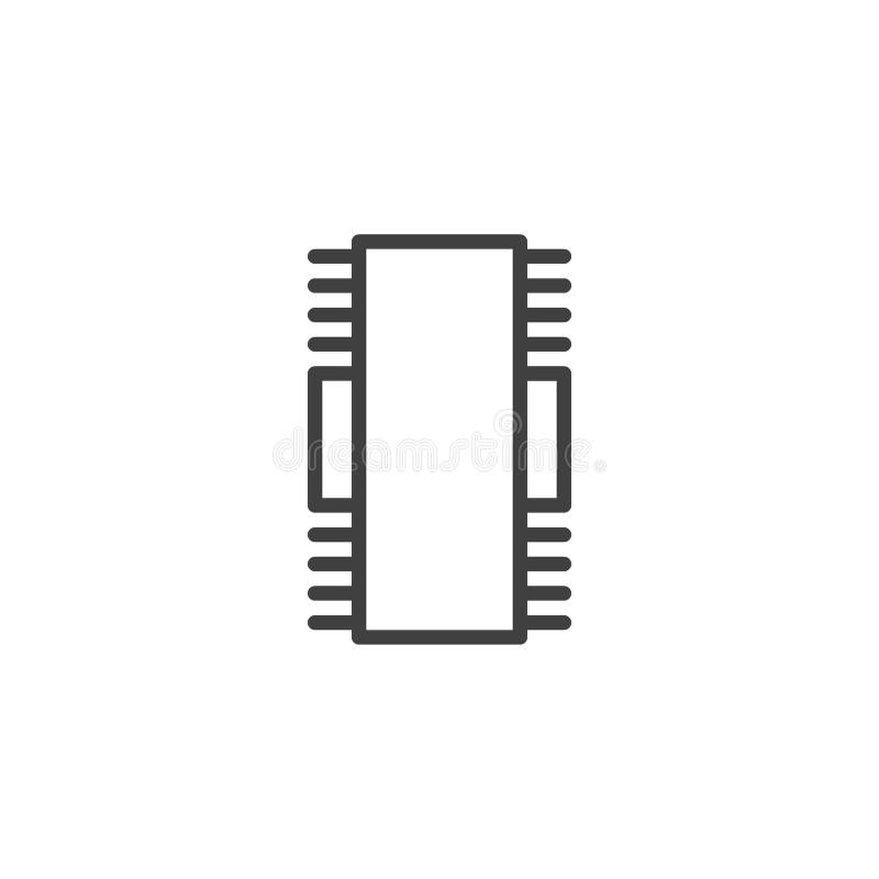 Chip Line Icon, Processor Outline and Solid Vector Sign, Linear Stock ...