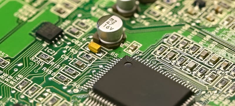 Semi-conductor, Electronic and Chip Located on the Green Motherboard of ...