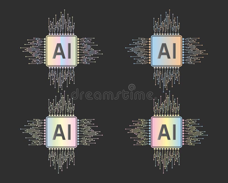 Electronic Chip Processor AI Artificial Intelligence Icons, AI ... Electronic Chip Processor AI Artificial Intelligence Icons, AI ...
