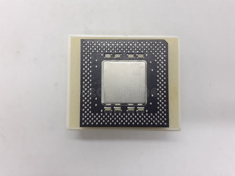 An Electronic Chip and it`s Container in White Isolation Background ...