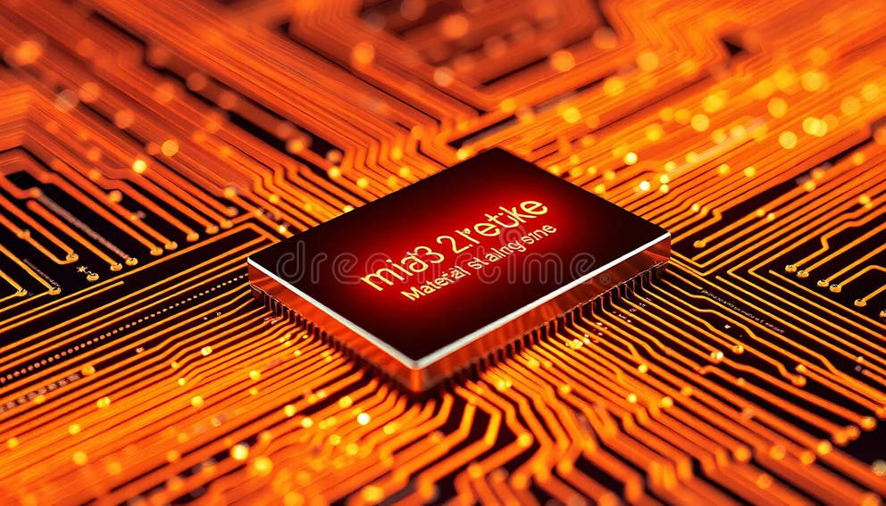 Electronic Chip with Text, Technology Component Closeup Generative AI ...