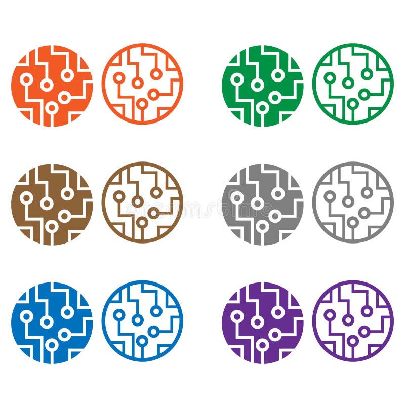 Electronic Chip Vector Icon Isolated. Circuit Board Icon Set in Gradient Colors Stock Vector ...