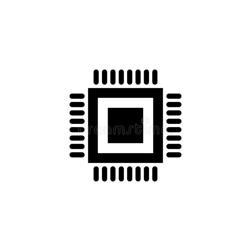 Electronic Chip Vector Icon Isolated on White Background. Computer Chip ...