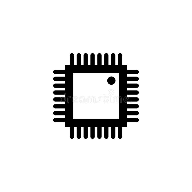 Electronic Chip Vector Icon Isolated on White Background. Computer Chip ...