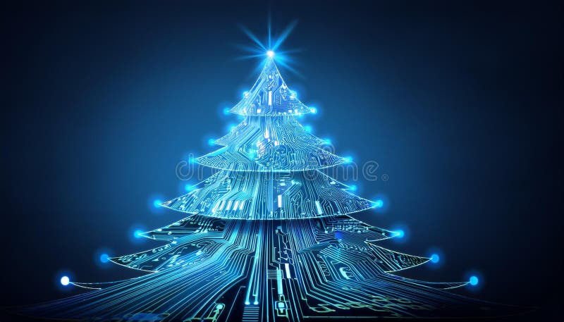 Electronic Christmas Tree Created with Generative AI Technology Stock ...