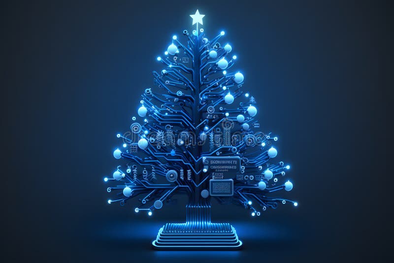 Electronic Christmas Tree Created with Generative AI Technology Stock ...