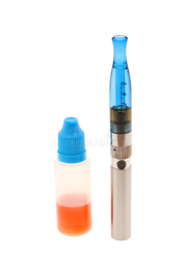 Electronic Cigarette and E-liquid Stock Photo - Image of bottle ...