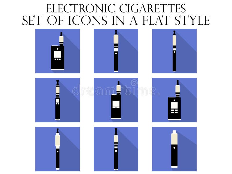 Electronic Cigarette Flat Icons. Stock Vector - Illustration of icons ...