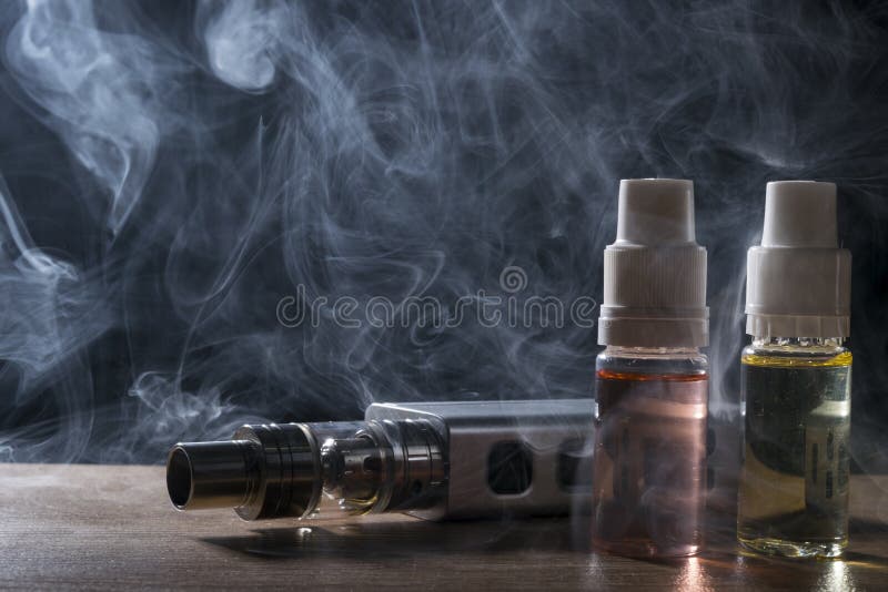 Electronic Cigarette, Vaping Device with E Liquid Background. Stock ...