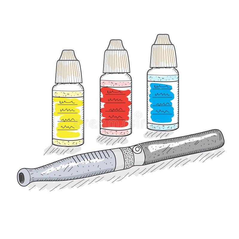 Electronic Cigarettes Sketch, Hand Drawing Style. Pocket Hookah Stock ...