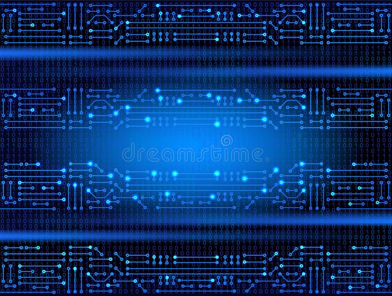 Electronic Circuit on Binary Code Background. High Tech Concept. Digital Banner Stock Vector ...