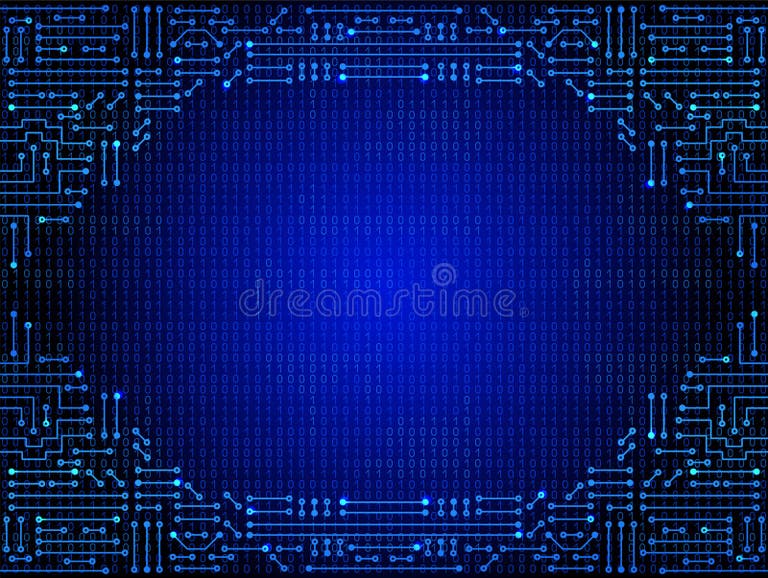 Electronic Circuit on Binary Code Background. High Tech Concept. Digital Banner Stock Vector ...