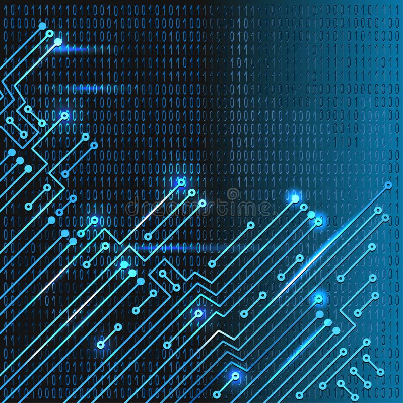 Electronic Circuit and Binary Code Stock Vector - Illustration of ...