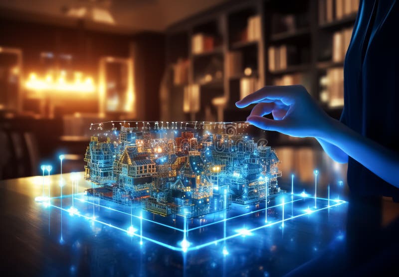 Electronic Circuit Board in Abstract Blue Background. Digital Future ...