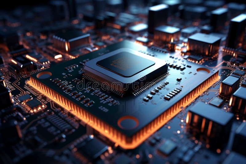 Electronic Circuit Board with an Advanced Processor 3D Rendering Stock ...